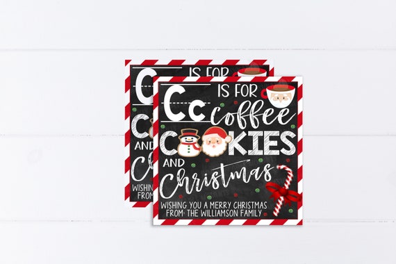 Coffee Cookie Christmas Gift Tag, Editable Teacher Daycare Gift Tag ...