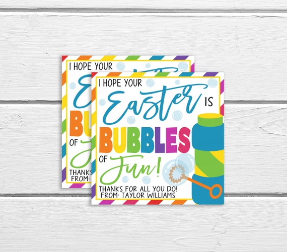 Easter Bubbles Gift Tags, Bubbles Of Fun, Kids Friend Classroom Student ...