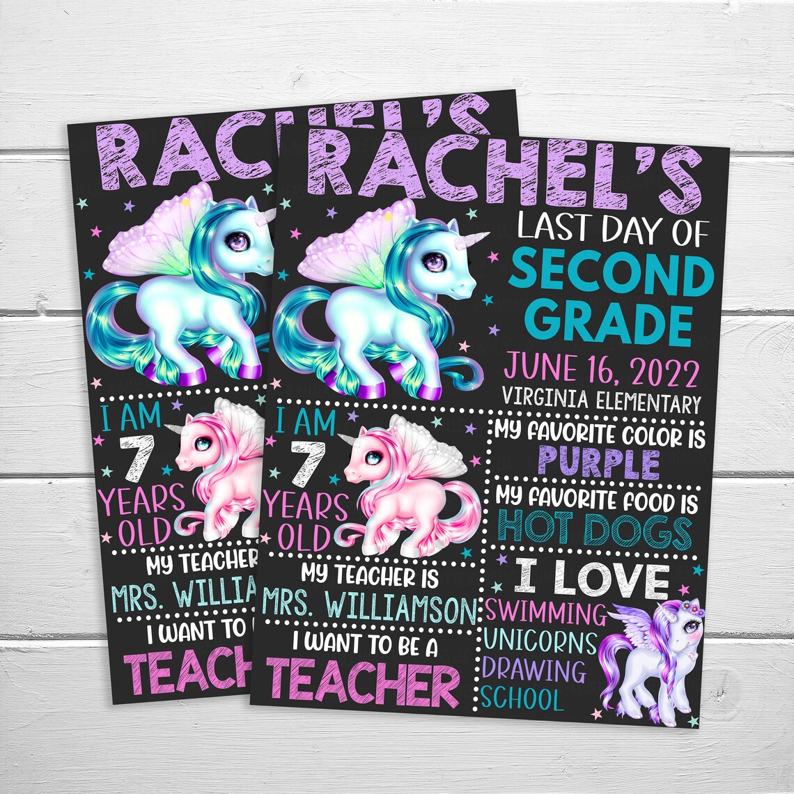 Editable Unicorn Last Day of School Sign Any Age Grade First - Etsy