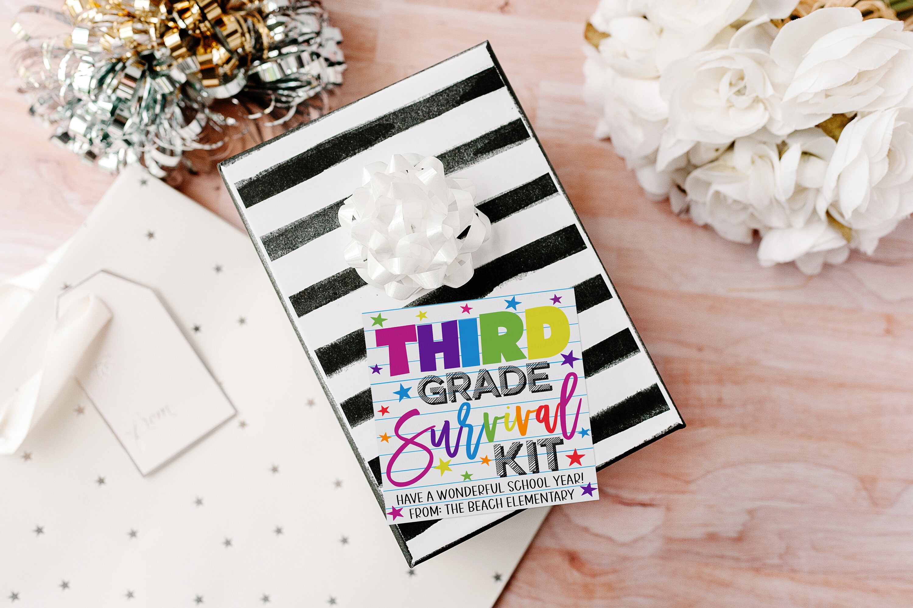 Third Grade Survival Kit Gift Tag, 3rd Grade Printable Editable Label ...