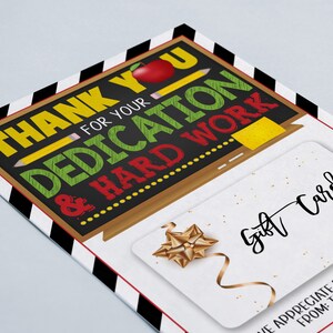 Teacher Staff Appreciation Gift Card Holder, Thank You for Your ...