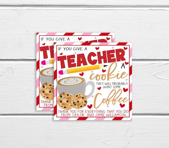 Valentine's Teacher Appreciation Gift Tag, Editable Teacher Cookie ...