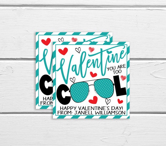 Valentine Sunglasses Gift Tags, Editable Cool Gift Tag, Valentine You ...