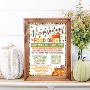 EDITABLE Thanksgiving Food Drive Fundraiser Flyer, Church School ...