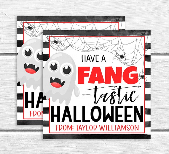 Halloween Fang-tastic Gift Tag, Have A Fantastic Halloween, Favor Label ...