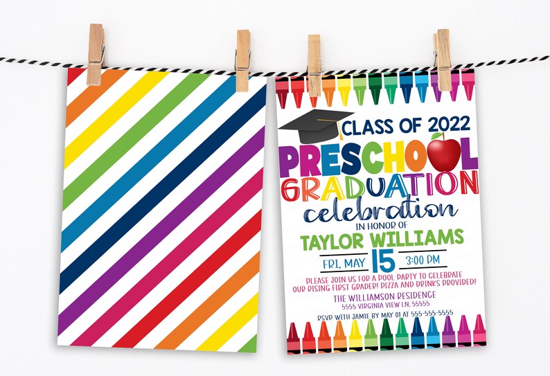 Preschool Graduation Celebration Invitation Prek Announcement - Etsy