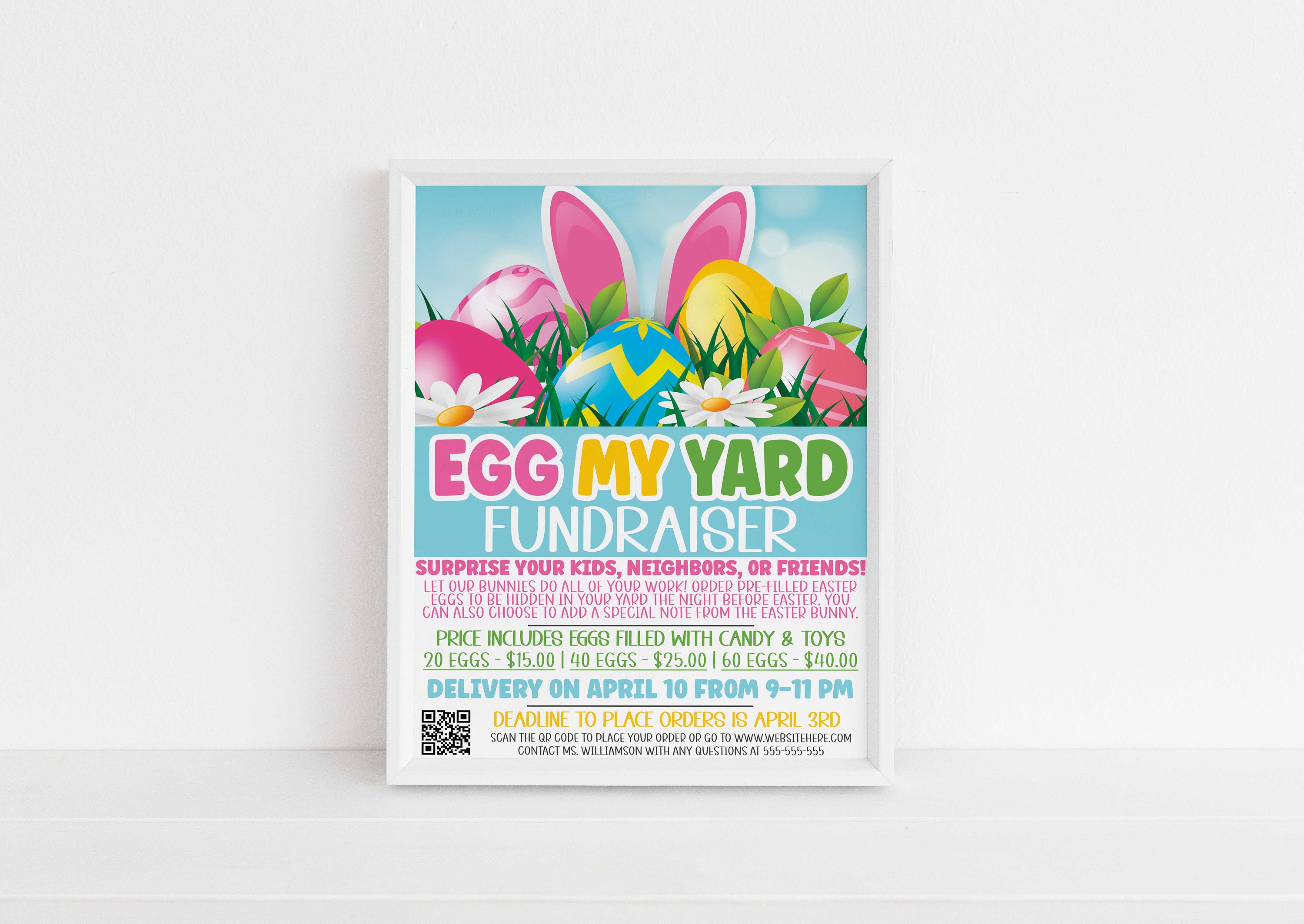 Easter Egg My Yard Fundraiser Flyer, Editable Egg My Yard Activity ...