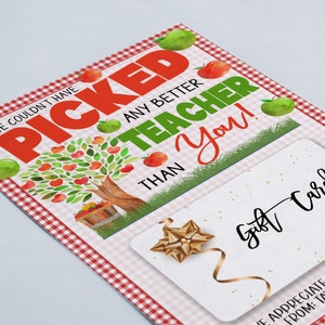 Teacher Appreciation Gift Tag, We Couldn't Have Picked A Better Teacher ...