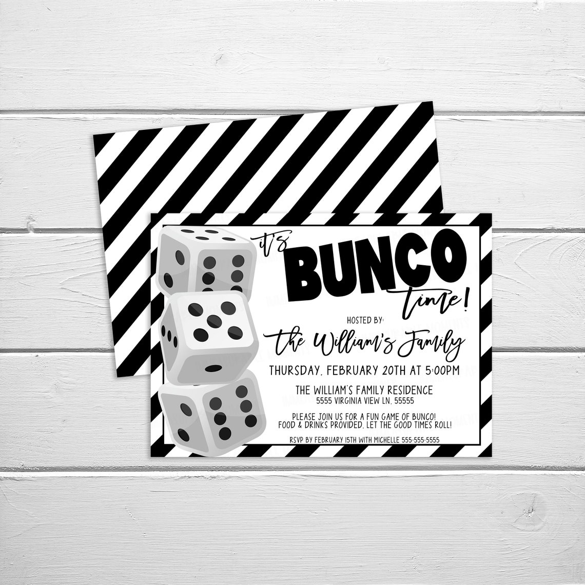Bunco Night Invitation Flyer Editable Bunco Dice Party - Etsy