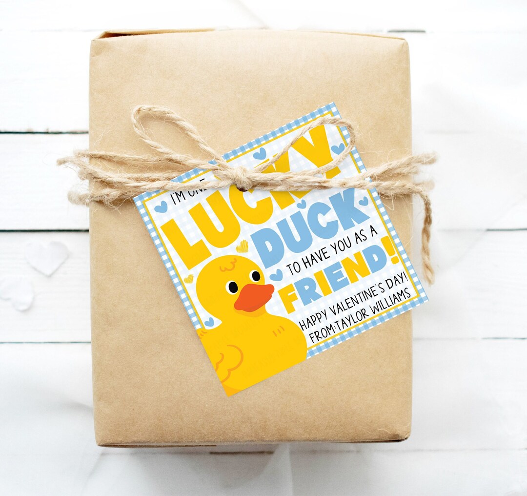 Valentine's Rubber Duck Gift Tag, Editable Daycare Preschool School ...