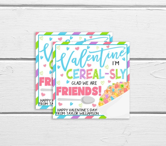 Valentine Cereal Gift Tags, Editable Breakfast Tag, Valentine I'm ...
