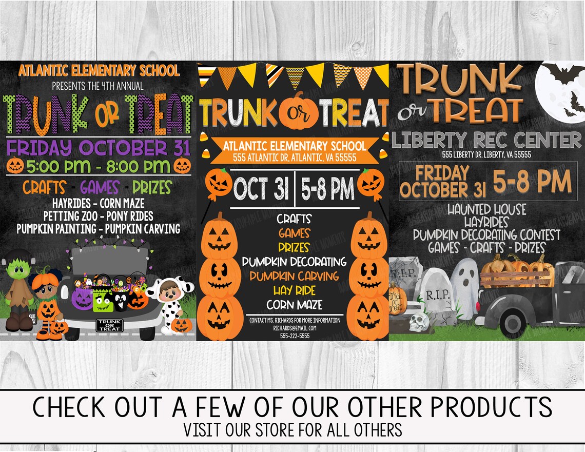 EDITABLE Trunk or Treat Flyer Invitation Kids Halloween - Etsy