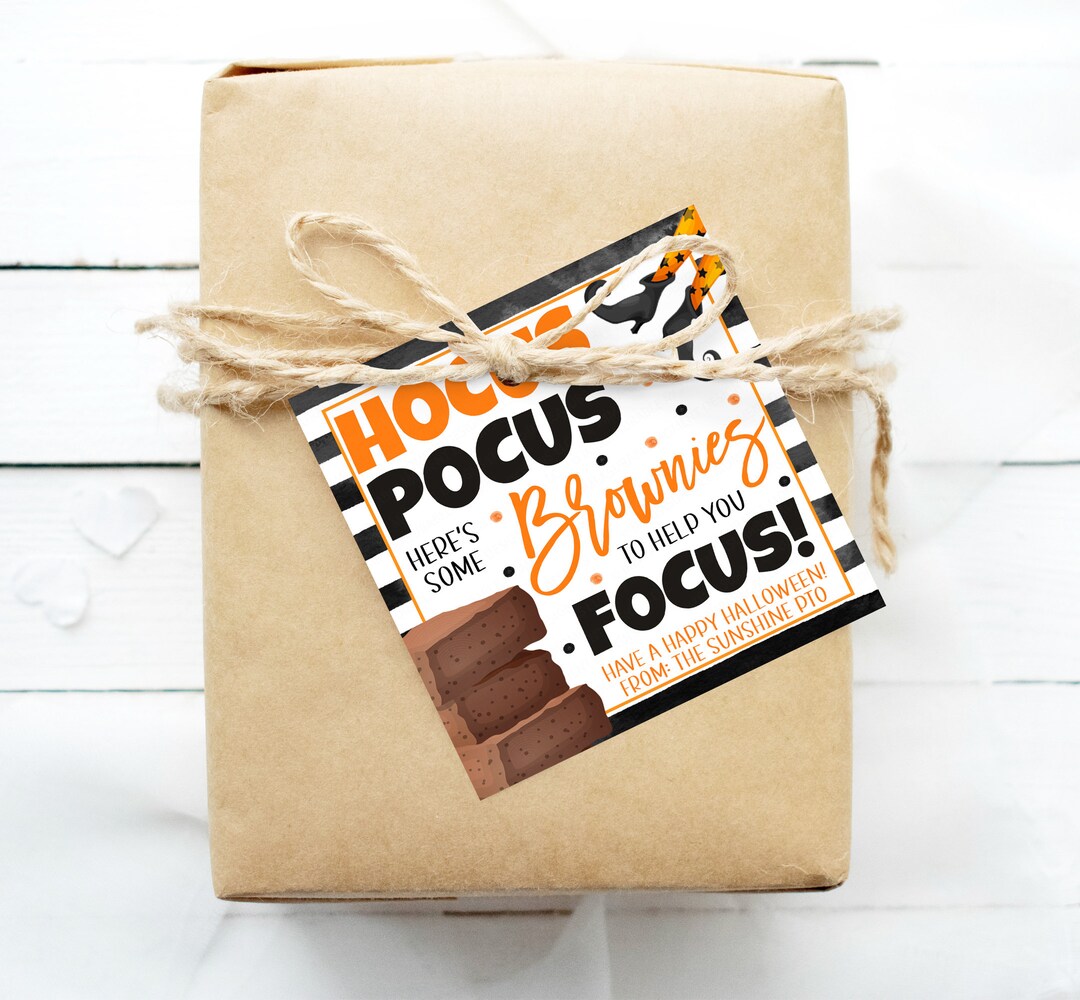 Halloween Brownie Gift Tag, Hocus Pocus Browniesto Focus, Fall Autumn ...