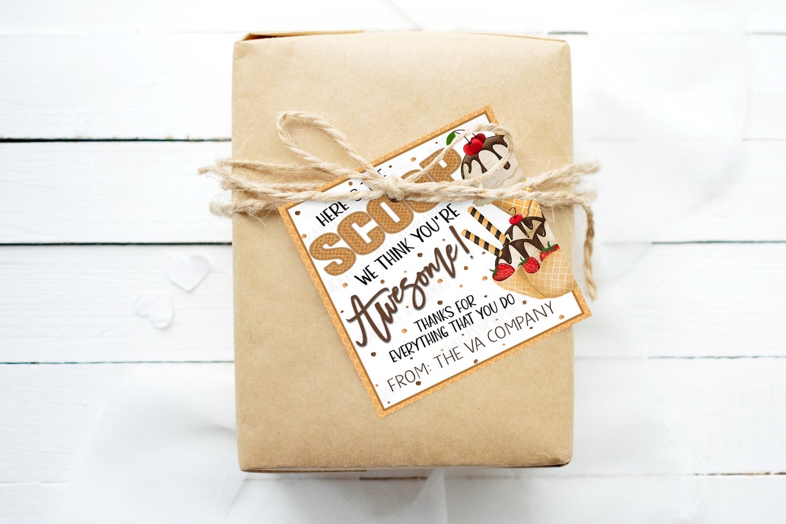 Ice Cream Dessert Appreciation Gift Tag Here's the Scoop - Etsy