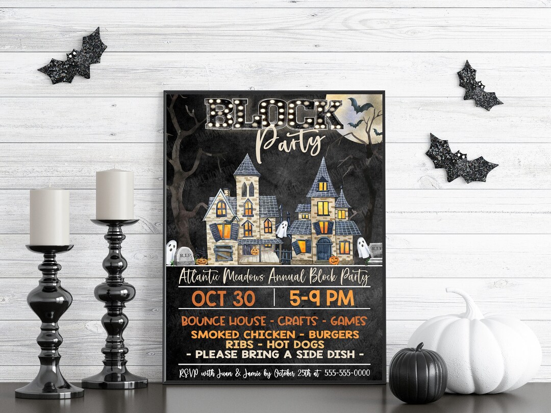 EDITABLE Halloween Block Party Invitation/flyer, Kids Halloween Event ...