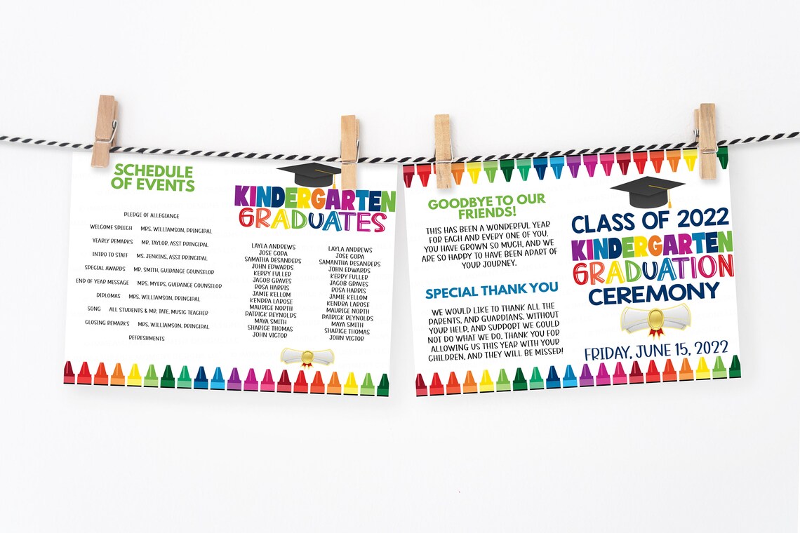Kindergarten Graduation Ceremony Program Template Kinder - Etsy
