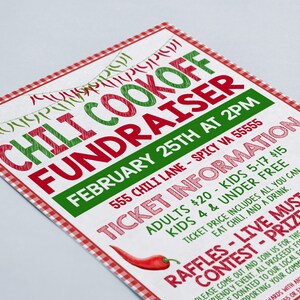 Chili Cookoff Fundraiser Flyer, Editable Chili Cook-off Church School ...