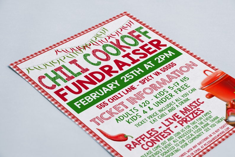 Chili Cookoff Fundraiser Flyer Editable Chili Cook-off Church - Etsy