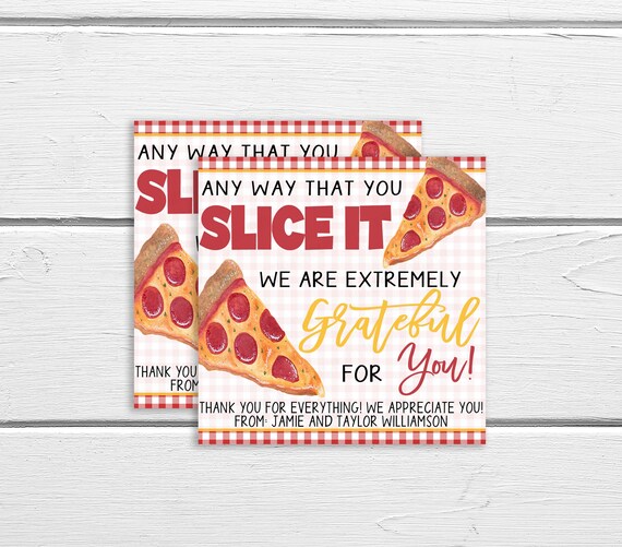 Pizza Appreciation Gift Tag, Employee Teacher Nurse Office Staff ...