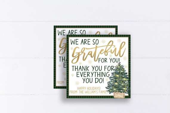 Holiday Thank You Appreciation Gift Tag, Editable Thank You Employee ...