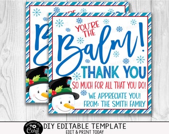 You're the Balm Gift Tag Appreciation Teacher Employee | Etsy