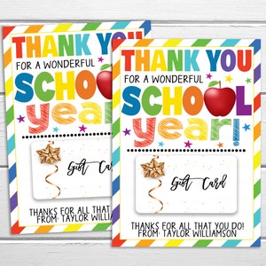 End of School Gift Card Holder, Thank You for A Wonderful School Year ...