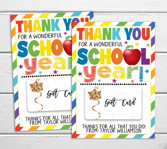 End of School Gift Card Holder Thank You for A Wonderful | Etsy
