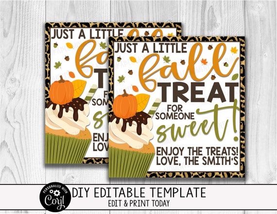 EDITABLE Little Fall Treat Gift Tag, Treat For Someone Sweet Favor Tag ...