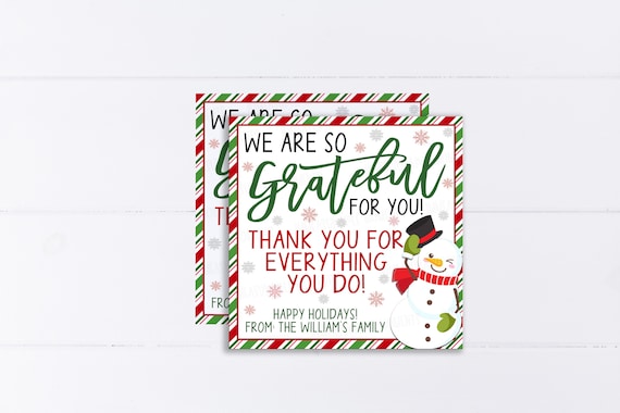 Holiday Thank You Appreciation Gift Tag, Editable Thank You Employee ...