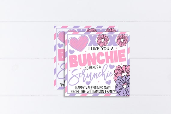 Valentine Scrunchie Tags, Valentine Girl Hair Tie Tag, Scrunchie Gift ...