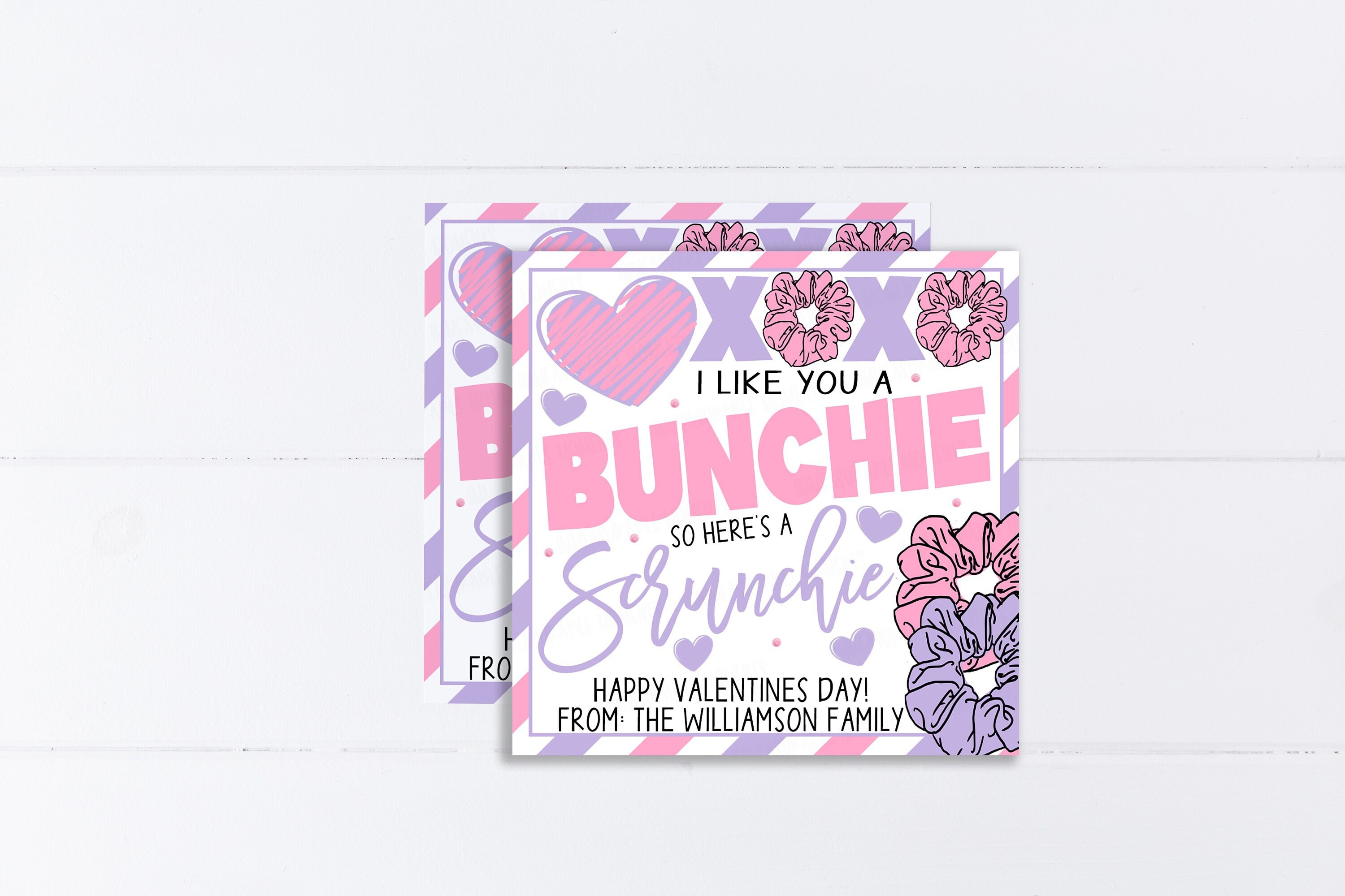 Valentine Scrunchie Tags, Valentine Girl Hair Tie Tag, Scrunchie Gift ...