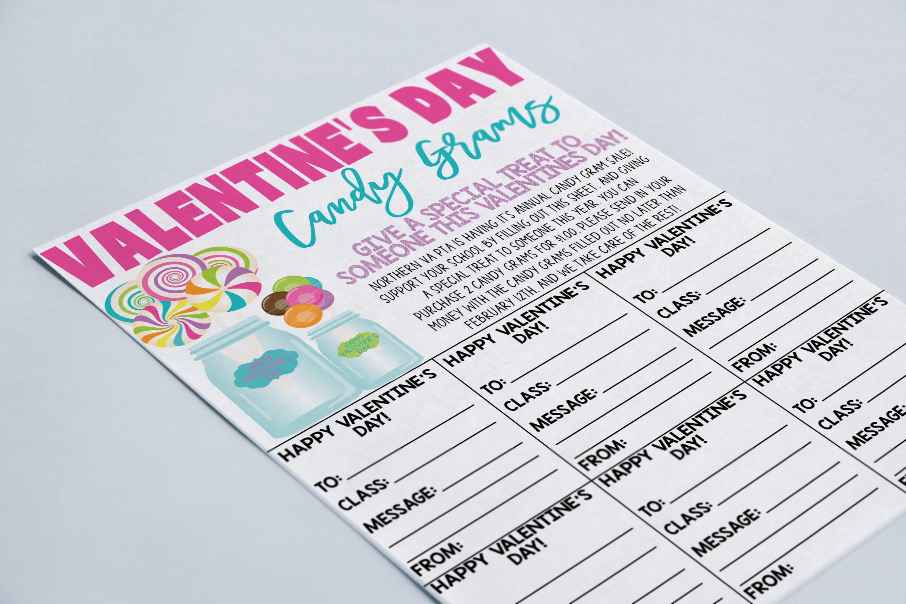 Valentine's Day Candy Gram Flyer Editable Candy Gram - Etsy