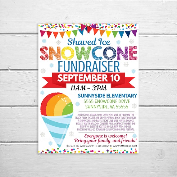 Editable Snowcone Flyer Invitation Snow Cone PTO PTA School - Etsy
