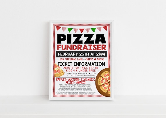 Pizza Fundraiser Flyer, Editable Church School Business Fundraiser, PTO ...