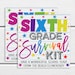 Sixth Grade Survival Kit Gift Tag, 6th Grade Printable Editable Label ...