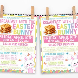 Waffle Breakfast With the Easter Bunny Flyer, Brunch Easter Bunny ...