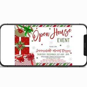 Editable Christmas Open House Invitation, Holiday Shopping Boutique ...