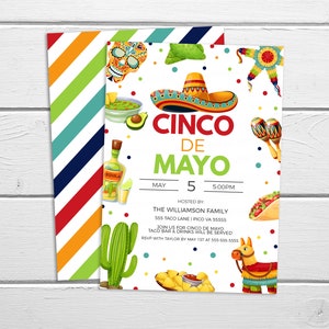 Cinco De Mayo Invitation, Mexican Let's Fiesta Party Invite, Mexican ...