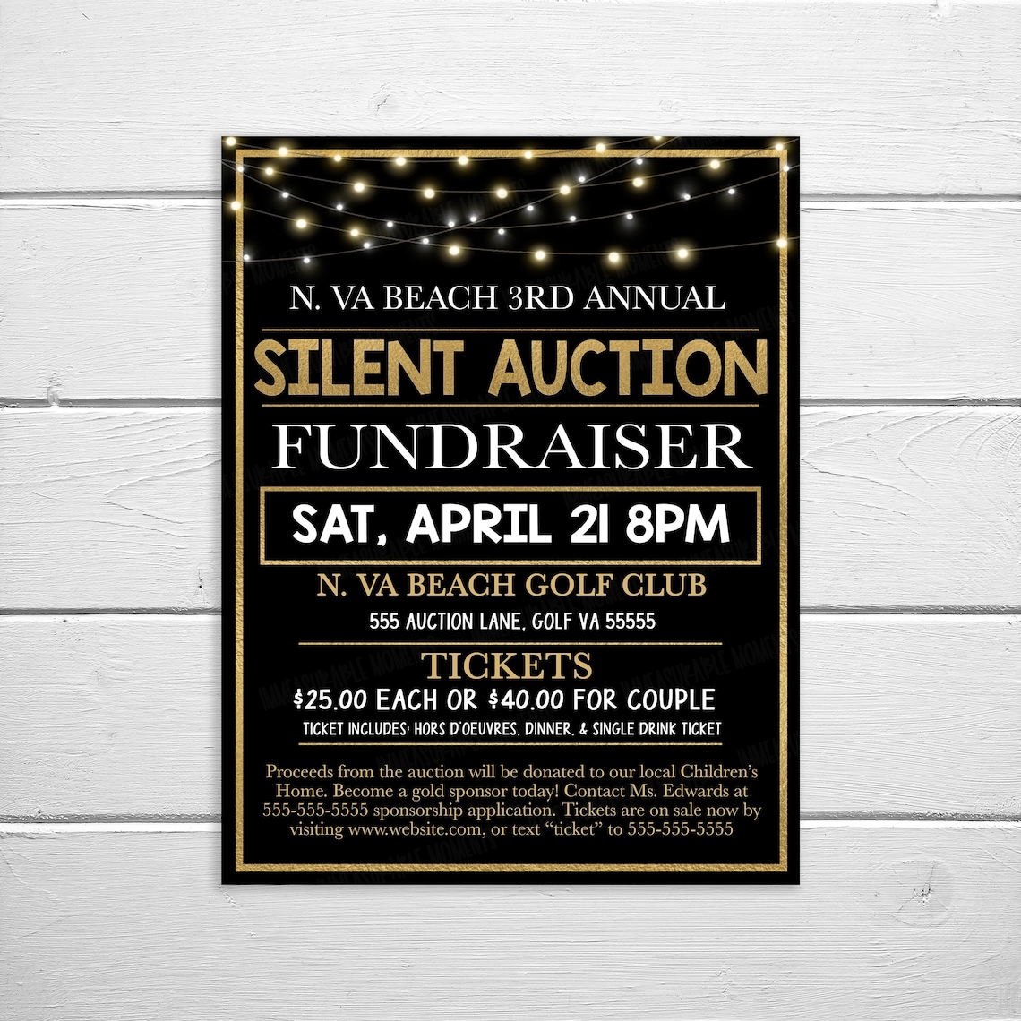 Silent Auction Flyer Fundraising Event Community Church - Etsy