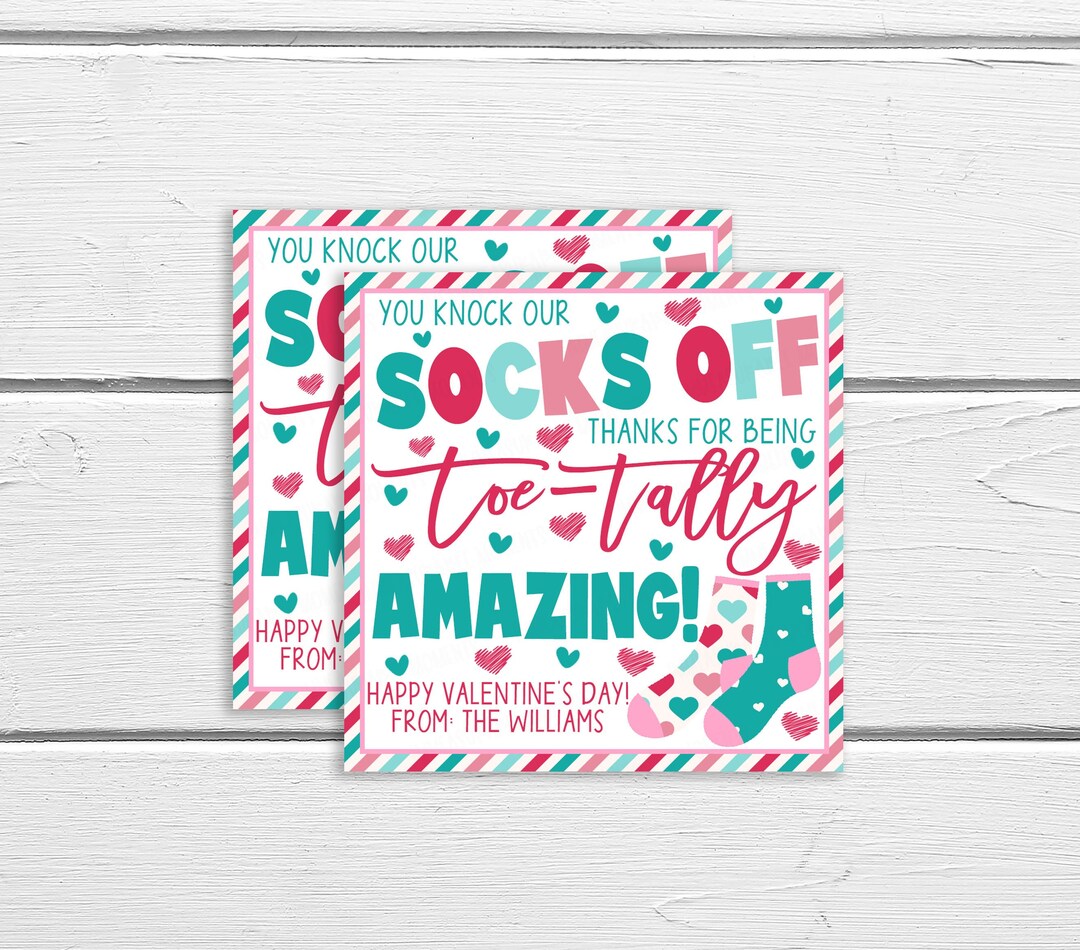 Valentine's Day Sock Gift Tags, Editable Fuzzy Socks, Mani Pedi Gift ...