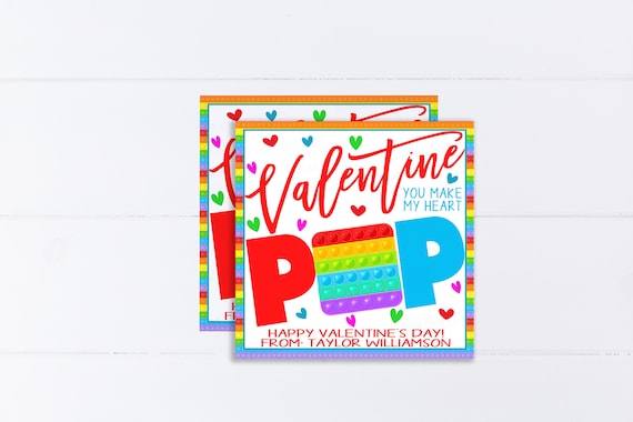 Valentine Pop Gift Tags, Editable Pop Gift Tag, Fidget Tag, You Make My ...