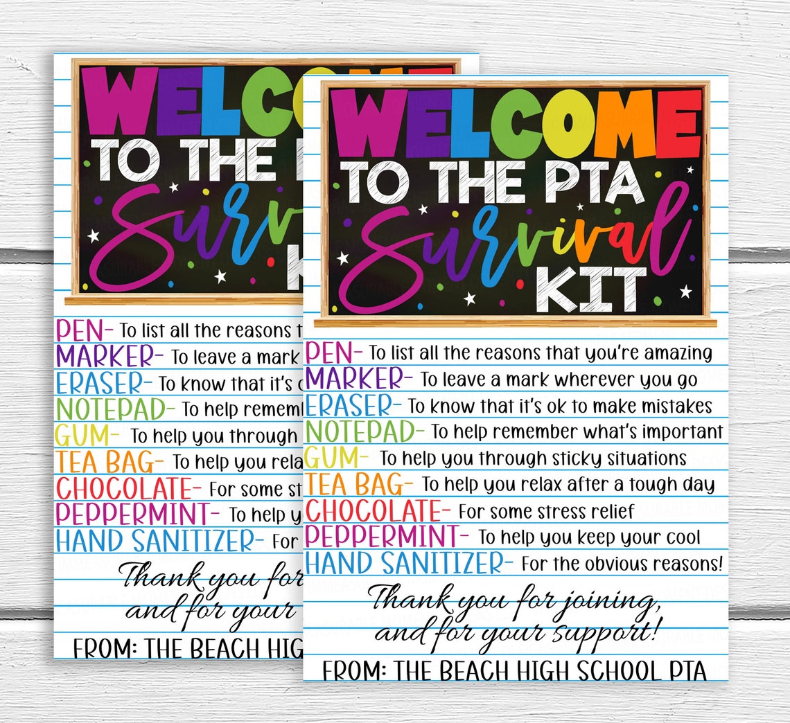 PTA Survival Kit Gift Tag Welcome to PTA Gift for New - Etsy