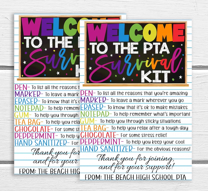 PTA Survival Kit Gift Tag Welcome to PTA Gift for New - Etsy