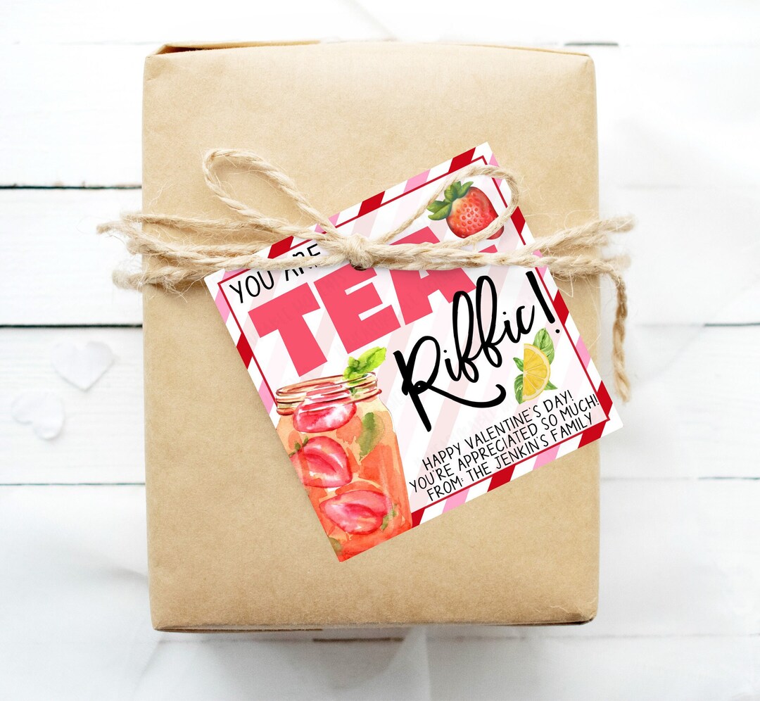 Valentine Iced Tea Gift Tag Editable You Are Tea-riffic - Etsy