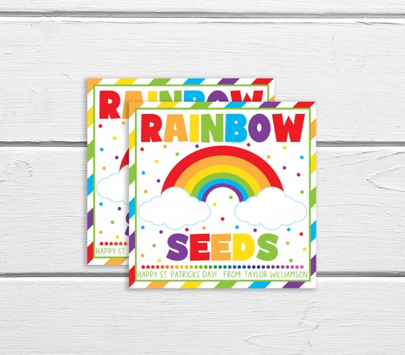 St Patrick's Day Gift Tag, Rainbow Seeds, St. Patricks Day Game ...