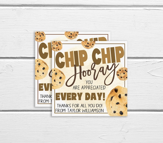 Cookie Thank You Gift Tags, Chip Chip Hooray, Appreciation Week ...
