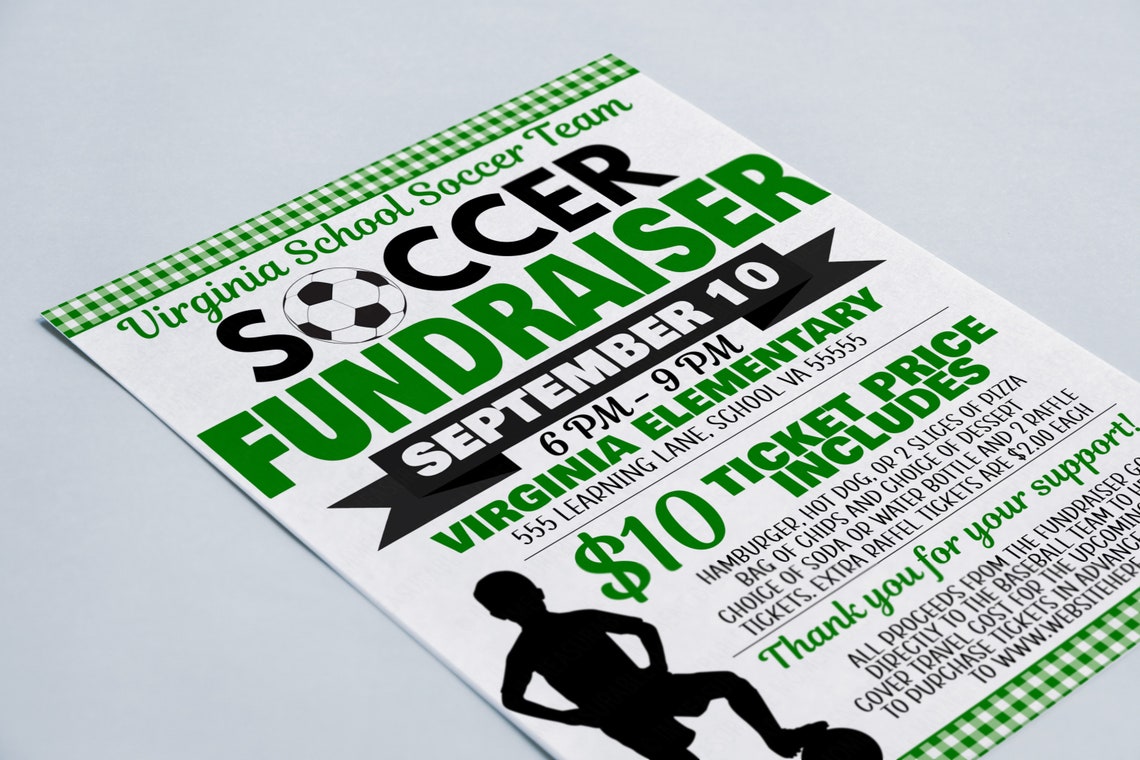 Soccer Fundraiser Flyer Editable Printable PTA PTO Flyer - Etsy
