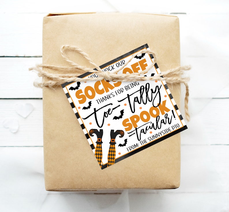 Halloween Sock Gift Tags, Toe-tally Amazing Socks, Teacher Staff ...