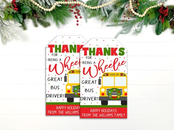 Christmas Bus Driver Appreciation Gift Tag, Editable Holiday Tag ...