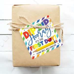 Back to School Gift Tag, Dip Dip Hooray, Fun Candy Gift Tag, First Day ...
